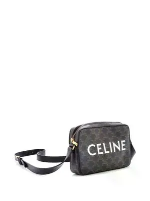 Celine Logo Messenger Bag Triomphe Coated Canvas Medium Crossbody Bag - Brown