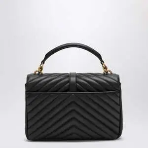 Saint Laurent Medium College Bag In Quilted Leather - Black