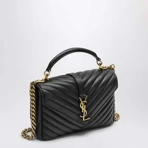 Saint Laurent Medium College Bag In Quilted Leather - Black
