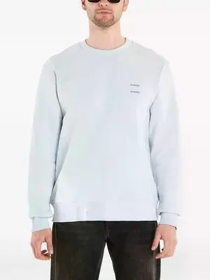 SAMSOE SAMSOE Logo Print Crewneck Sweatshirt - Blue