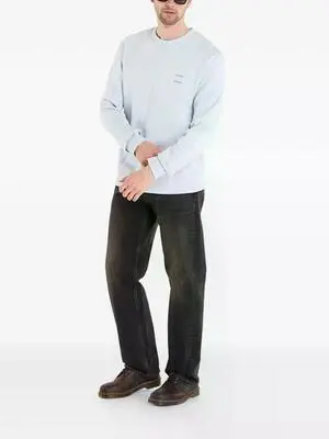 SAMSOE SAMSOE Logo Print Crewneck Sweatshirt - Blue
