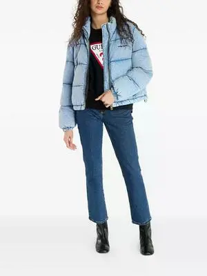 Guess Denim Quilted High Neck Puffer Jacket