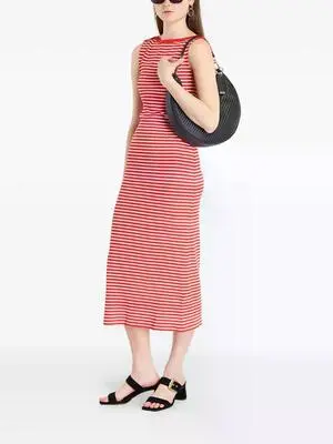 Tommy Hilfiger Striped Ribbed Boatneck Maxi Dress