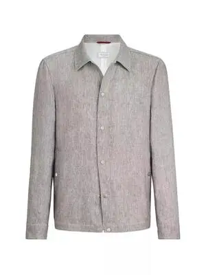Brunello Cucinelli Linen And Hemp Diagonal Outerwear Jacket