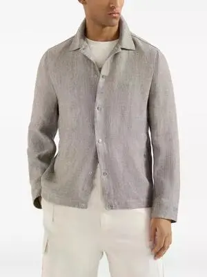 Brunello Cucinelli Linen And Hemp Diagonal Outerwear Jacket