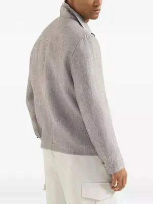 Brunello Cucinelli Linen And Hemp Diagonal Outerwear Jacket