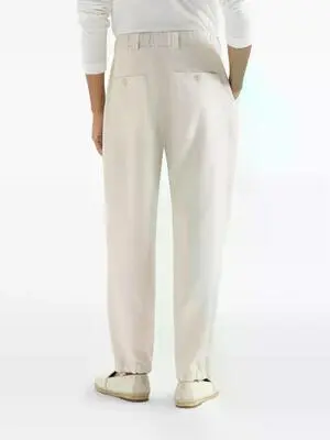 Brunello Cucinelli Linen Micro Chevron Trousers With Drawstring - Neutrals