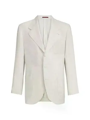 Brunello Cucinelli Linen Micro Chevron Unlined Blazer - Neutrals
