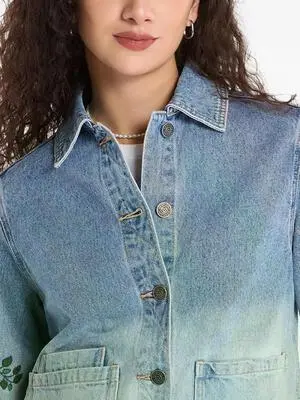 Desigual Floral Embroidered Denim Jacket