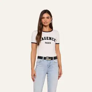 L'AGENCE Tommie Crewneck T-shirt - White/paris