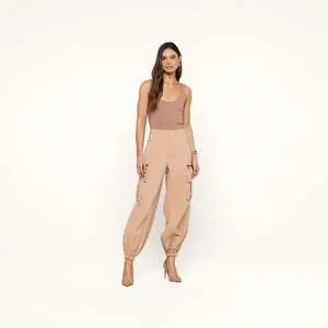 L'Agence Greer Nylon Cargo Jogger Pants - Praline