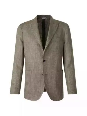 Boglioli Herringbone-weave Notched-lapels Blazer - Grey