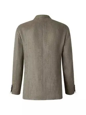 Boglioli Herringbone-weave Notched-lapels Blazer - Grey