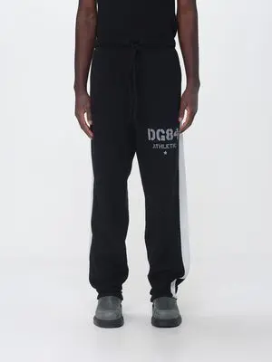 Dolce & Gabbana Cotton Jogging Trousers With Elasticated Waist And Contrast Logo - Black