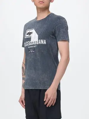 Dolce & Gabbana Slim Fit Cotton Crewneck T-shirt With Contrast Logo Print