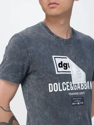 Dolce & Gabbana Slim Fit Cotton Crewneck T-shirt With Contrast Logo Print