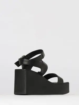 VIC MATIE Leather Wedge Sandals With Adjustable Straps