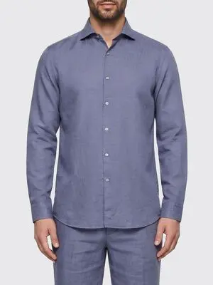 BOSS Cotton And Linen Casual Shirt - Blue