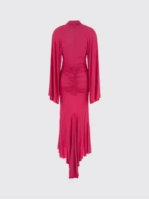 Blumarine Asymmetrical Jersey Sheath Midi Dress With Flower Appliqu