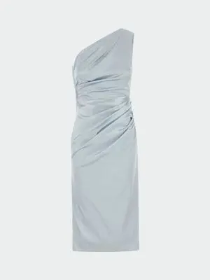 Dolce & Gabbana One-shoulder Satin Sheath Dress - Dust