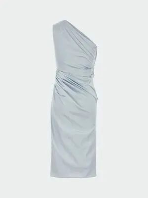 Dolce & Gabbana One-shoulder Satin Sheath Dress - Dust