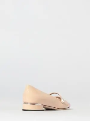 JIMMY CHOO Elisa Patent Leather Mary Jane Ballerinas With Pearl Embellishment