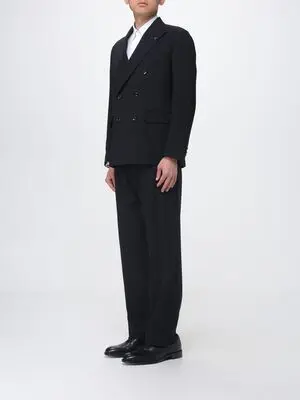 Tagliatore Double-breasted Virgin Wool Blend Suit - Black