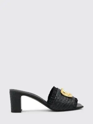 Dolce & Gabbana Raffia Mules With Dg Monogram - Black