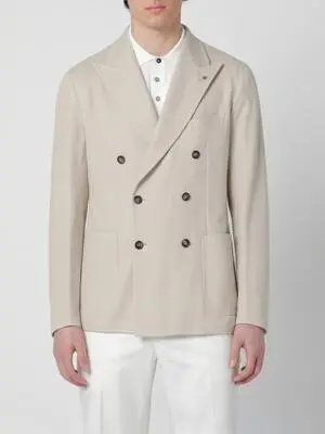 Tagliatore Double Breasted Textured Blazer - Beige