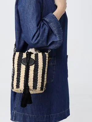 Valentino Garavani Striped Crochet Raffia Bucket Bag