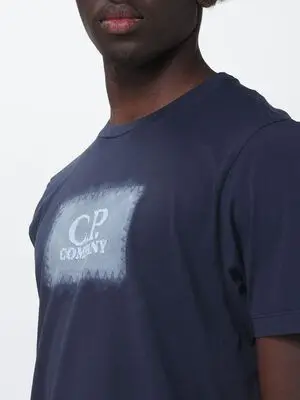 C.P. COMPANY Cotton T-shirt With Contrasting Logo And Crew Neck - Blue