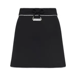 MARINE SERRE Mini Skirt With Drawstring Detail - Black