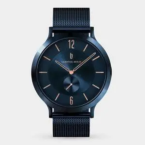 Lilienthal Berlin Rose Gold Mesh Glossy Watch - Blue