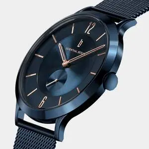 Lilienthal Berlin Rose Gold Mesh Glossy Watch - Blue
