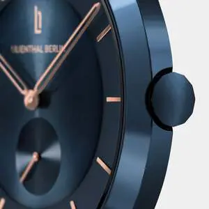 Lilienthal Berlin Rose Gold Mesh Glossy Watch - Blue