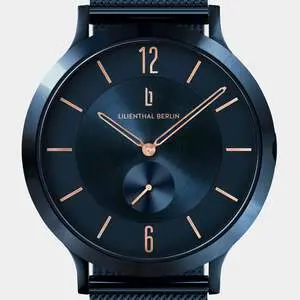 Lilienthal Berlin Rose Gold Mesh Glossy Watch - Blue