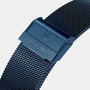 Lilienthal Berlin Rose Gold Mesh Glossy Watch - Blue