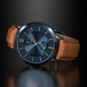 Lilienthal Berlin The Classic Rose Gold Leather Watch - Blue