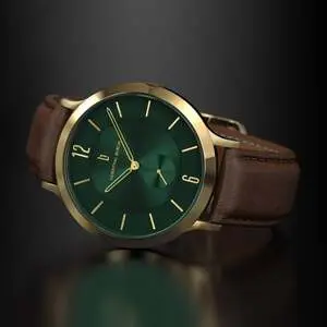Lilienthal Berlin Classic Gold Leather Strap Watch - Green