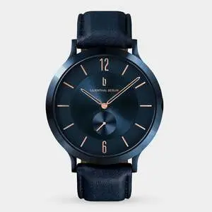 Lilienthal Berlin The Classic Rose Gold Leather Strap Watch - Blue