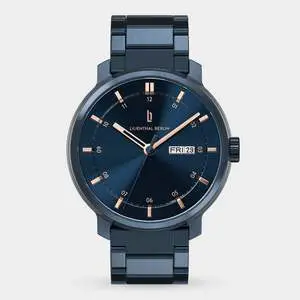 Lilienthal Berlin Neolux Day Date Automatic Rose Gold Stainless Steel Watch - Blue