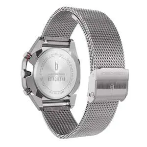 Lilienthal Berlin Octachrono Silver Red Mesh Chronograph Watch - Silver,red