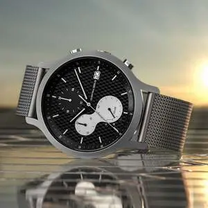 Lilienthal Berlin Chronograph Limited Edition Solar Iii Mesh Silver Matte Watch