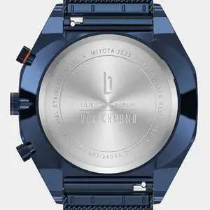 Lilienthal Berlin Octachrono Orange Mesh Brushed Chronograph Watch - Blue