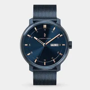 Lilienthal Berlin Neolux Automatic Rose Gold Mesh Brushed Watch - Blue