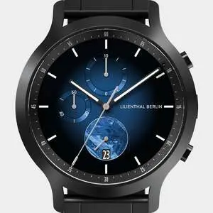 Lilienthal Berlin Chronograph Meteorite Flare Stainless Steel Matte - Blue