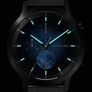 Lilienthal Berlin Chronograph Meteorite Flare Stainless Steel Matte - Blue