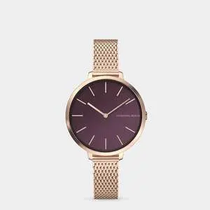 Lilienthal Berlin Rosalux Rose Gold Mesh Watch - Red