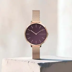 Lilienthal Berlin Rosalux Rose Gold Mesh Watch - Red