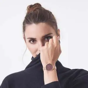 Lilienthal Berlin Rosalux Rose Gold Mesh Watch - Red